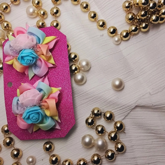 Accessories | Charming Pink And Blue Floral Hair Accessories | Poshmark